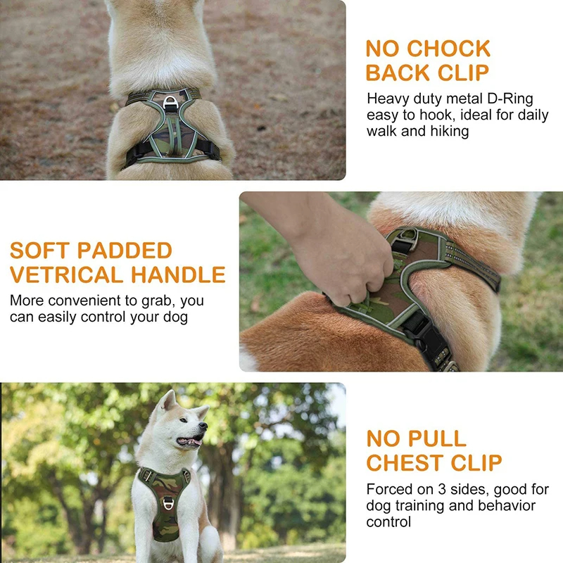No Pull Adjustable Easy Walk Tactical Dog Harness